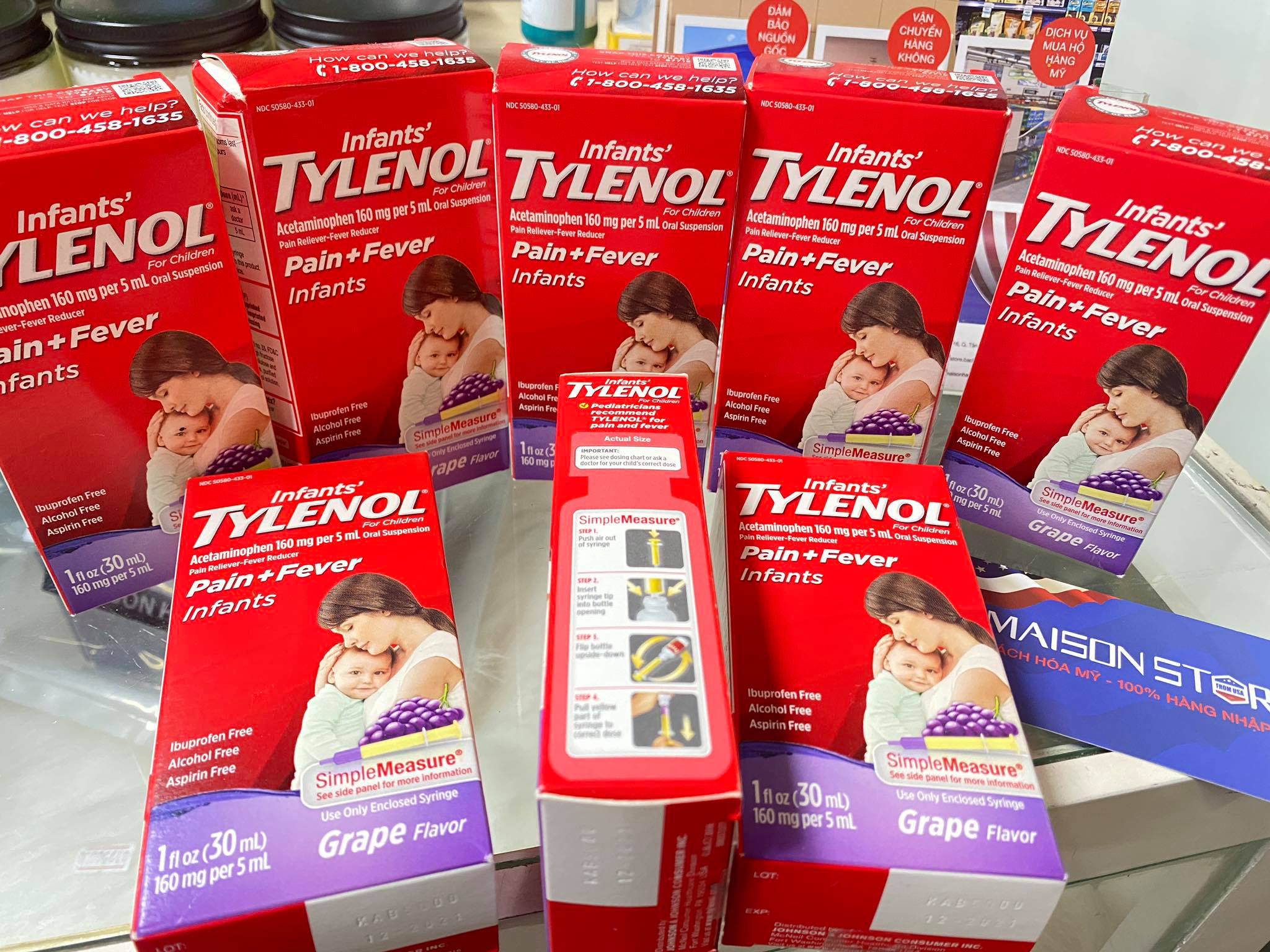 Siro Giảm Đau, Hạ Sốt cho Trẻ 0 - 2 Tuổi Tylenol hương nho 30ml ...
